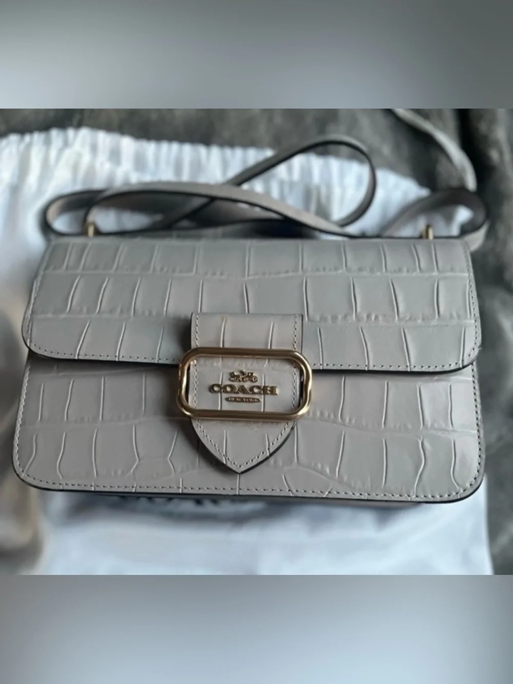 Coach | Bags | Coach Crocembossed Leather Morgan Square Crossbody Euc ...